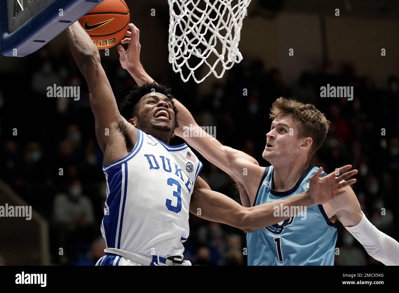 Duke guard Jeremy Roach (3) drives to the basket while Citadel forward ...