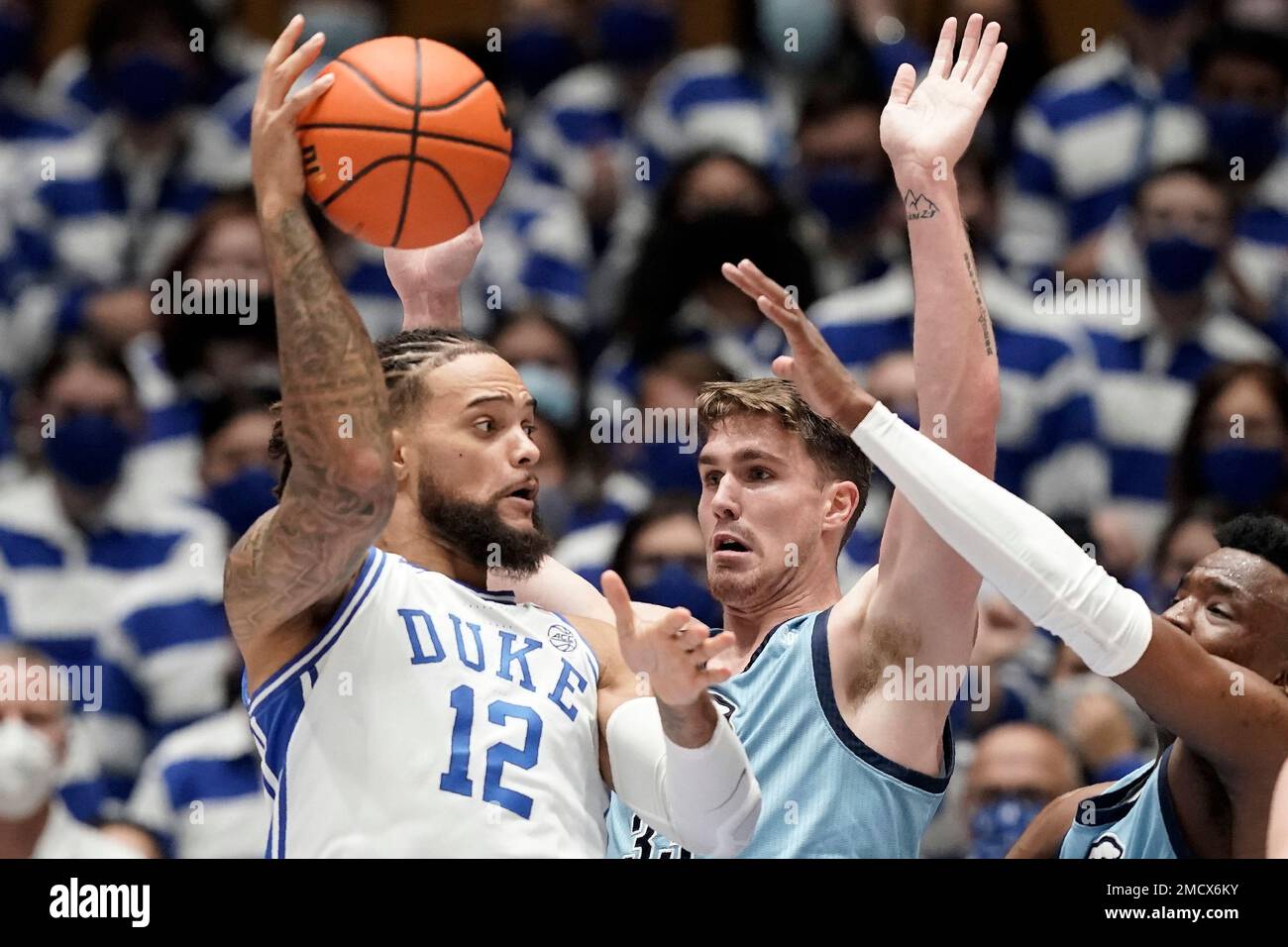 Citadel forward Hayden Brown guards Duke forward Theo John (12) during ...