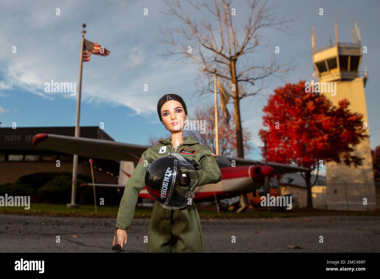 A female U.S. Navy aviator Barbie doll of the character Natasha ...