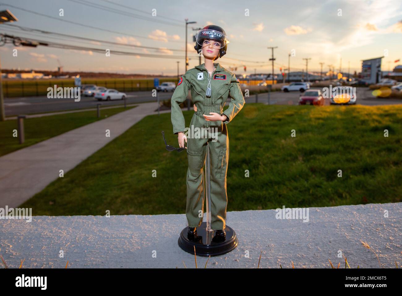 A female U.S. Navy aviator Barbie doll of the character Natasha ...