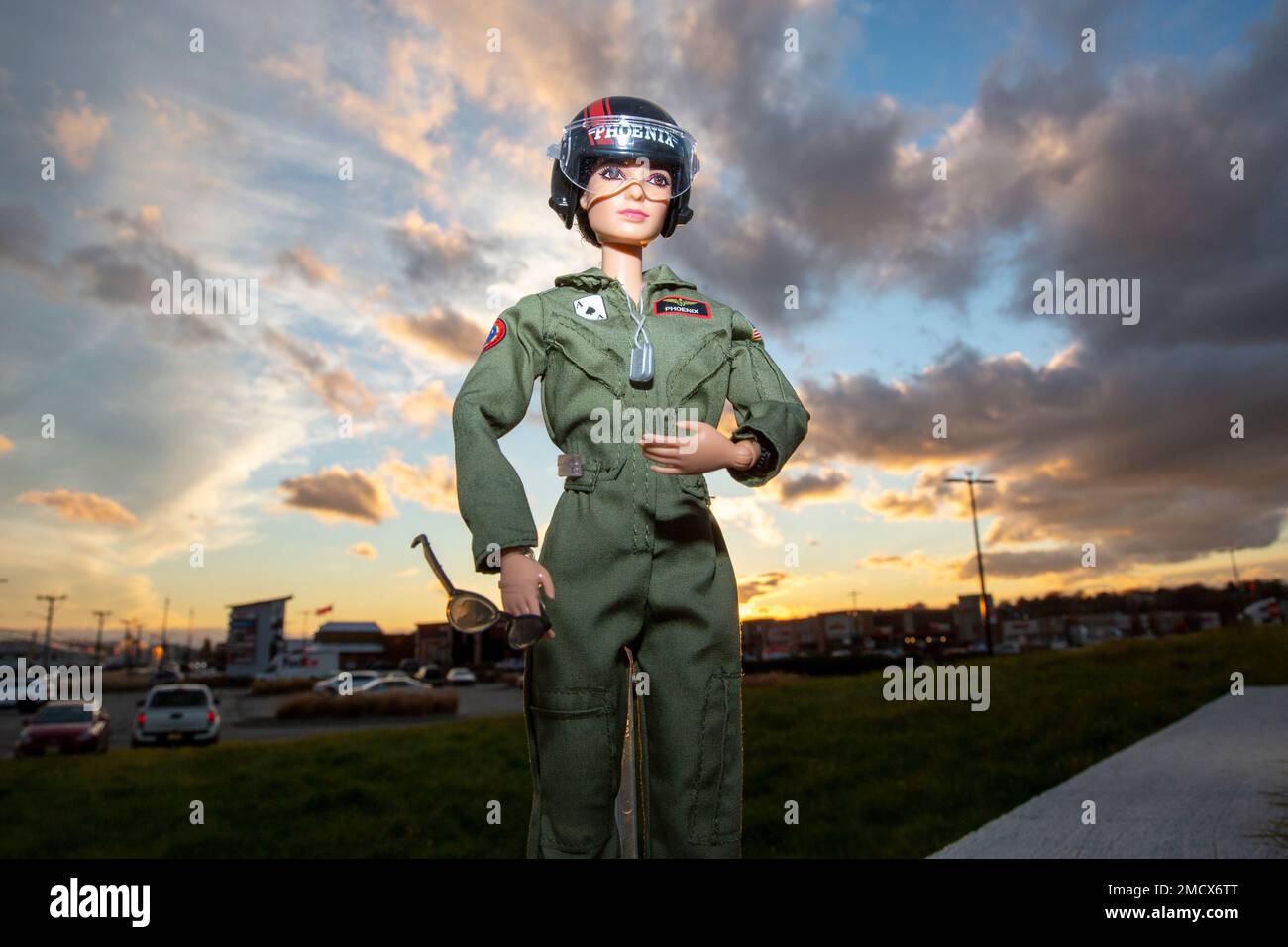 A female U.S. Navy aviator Barbie doll of the character Natasha ...