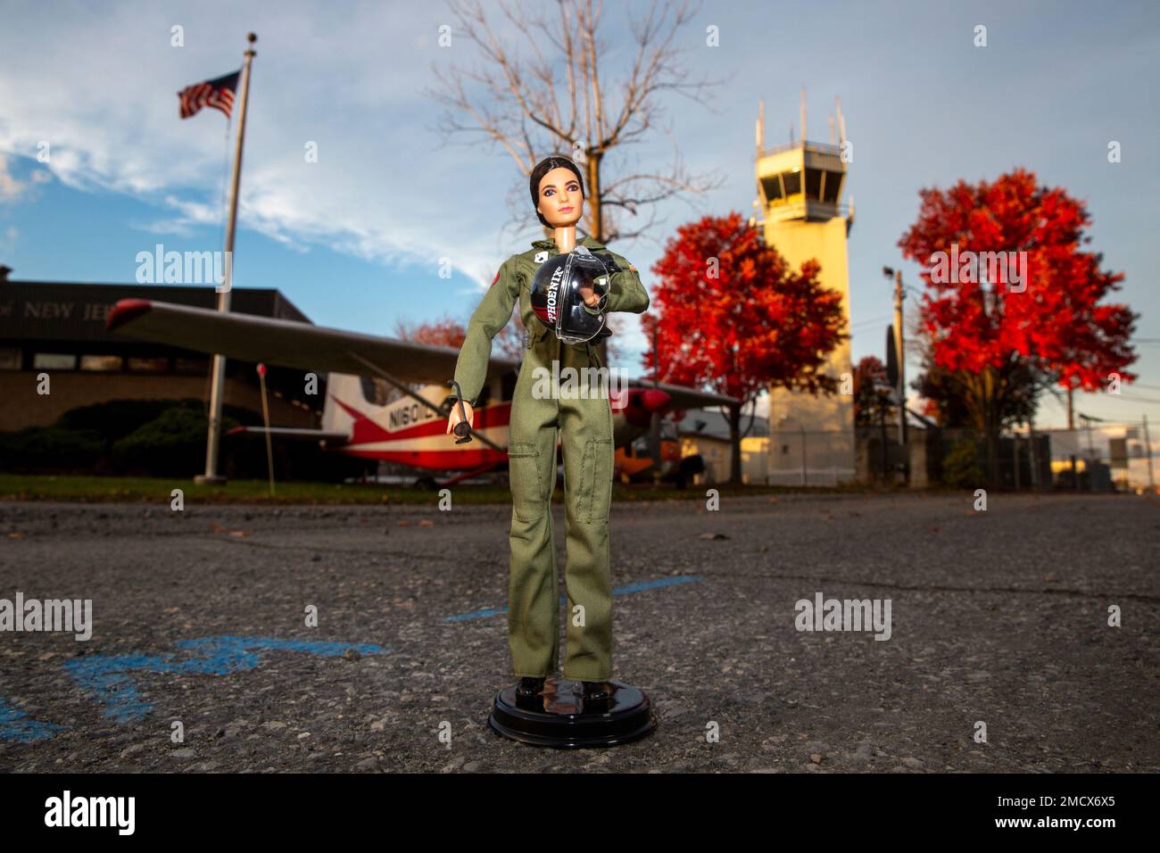 A female U.S. Navy aviator Barbie doll of the character Natasha ...