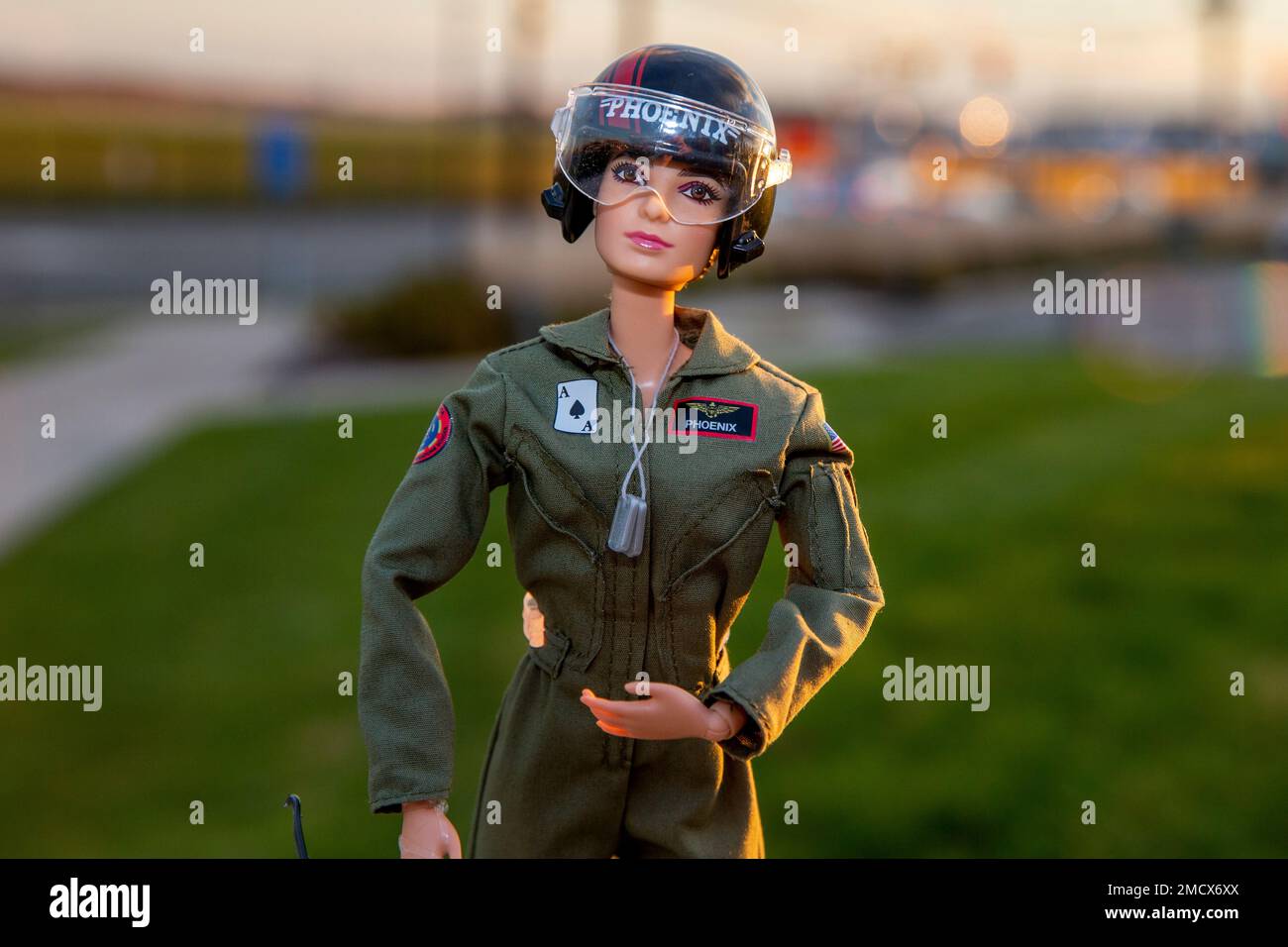A female U.S. Navy aviator Barbie doll of the character Natasha ...