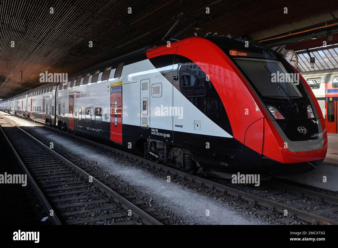 SBB double-decker train Bombardier, Zurich main station, Switzerland ...