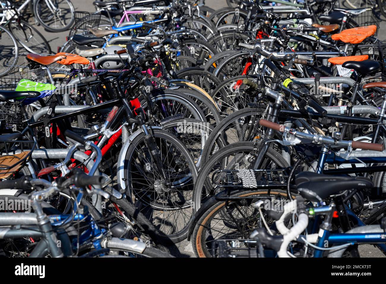 Many parked bicycles Stock Photo - Alamy