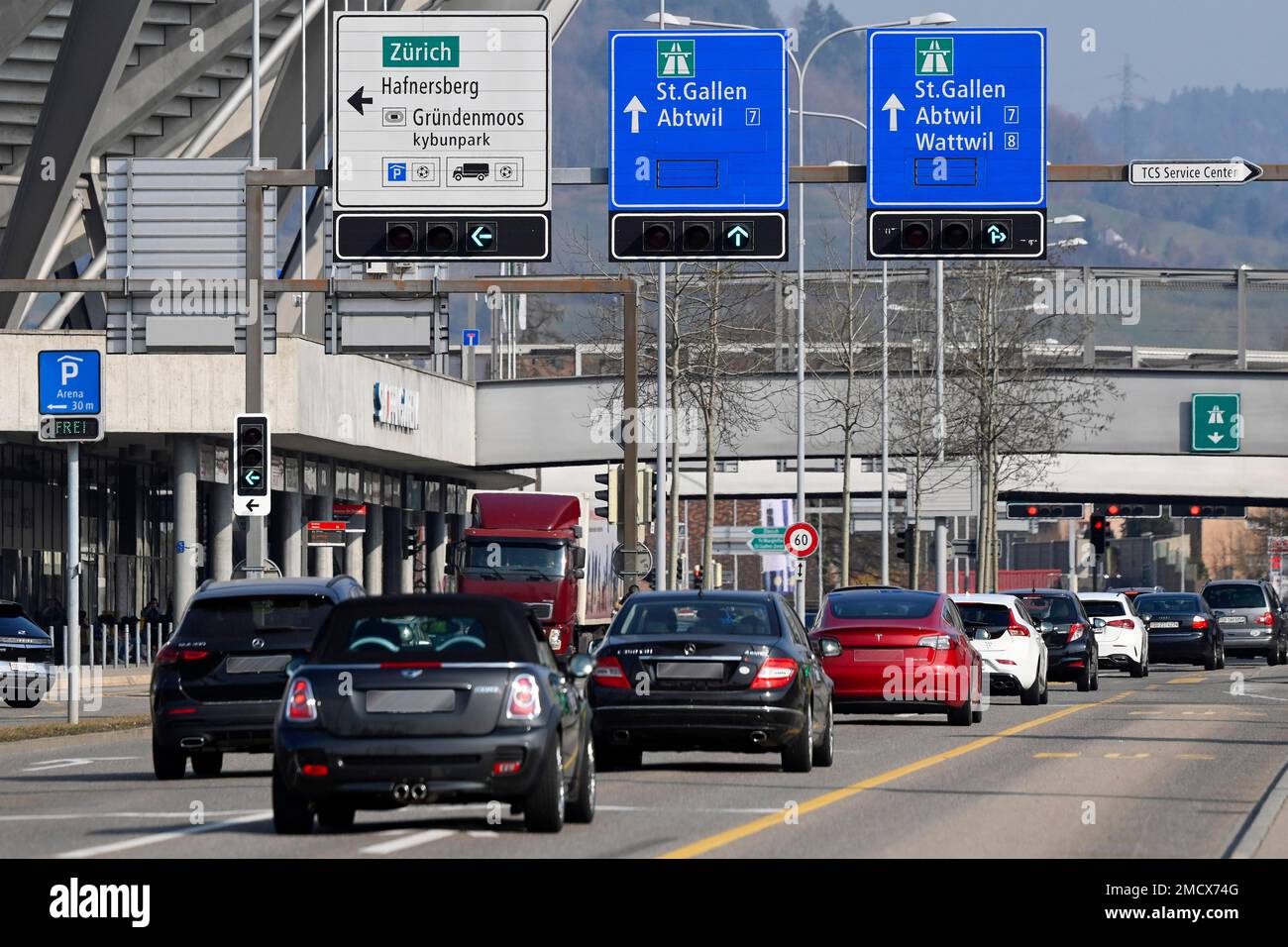 Road traffic, signposts, lanes, St. Gallen, Switzerland Stock Photo - Alamy