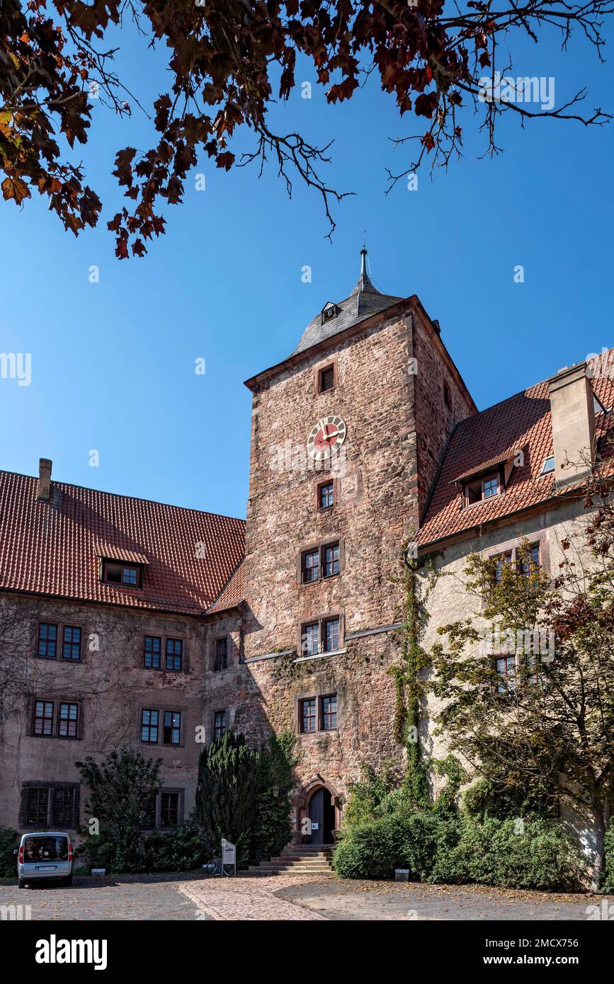 Medieval front castle with residential tower, hotel and castle museum ...
