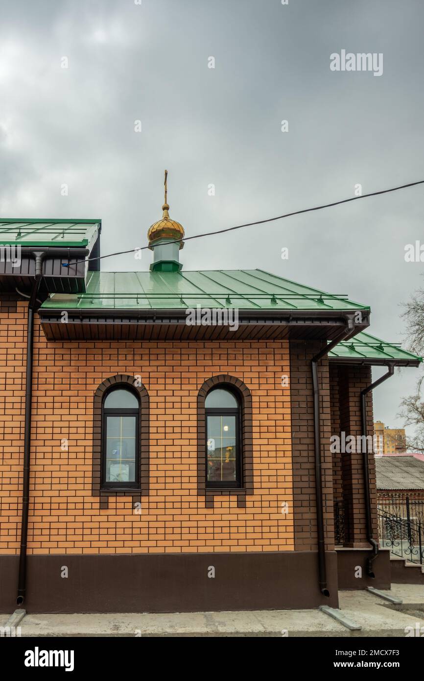 Temple of Seraphim of Sarov against a cloudy sky. The photo was taken ...
