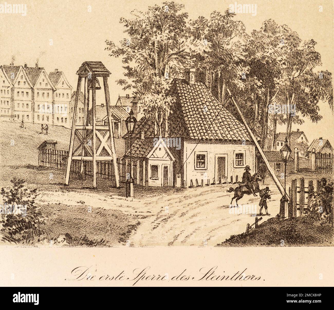 Funny old Hamburg, Steintor district, country road, building, lantern ...