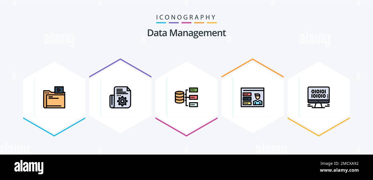 Data Management 25 FilledLine icon pack including development. id. data ...