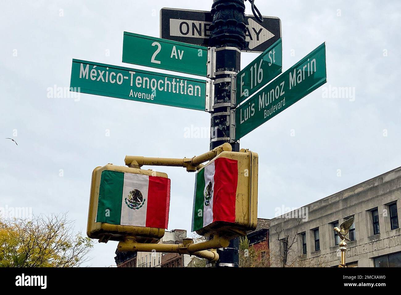 A new street sign hangs under the 2nd Avenue sign after a street co ...