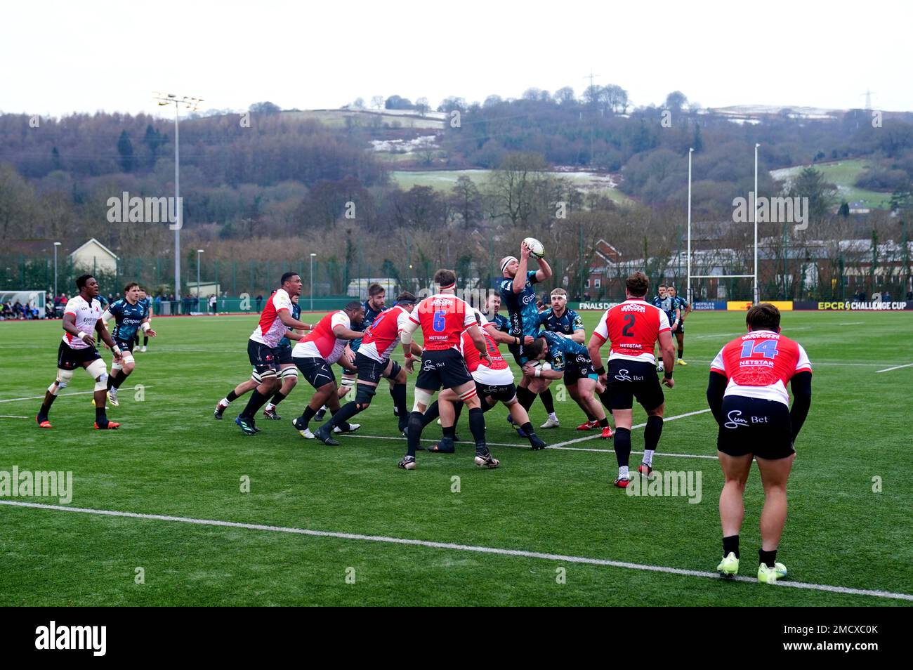Dragons win the line-out during the EPCR Challenge Cup match at CCB ...