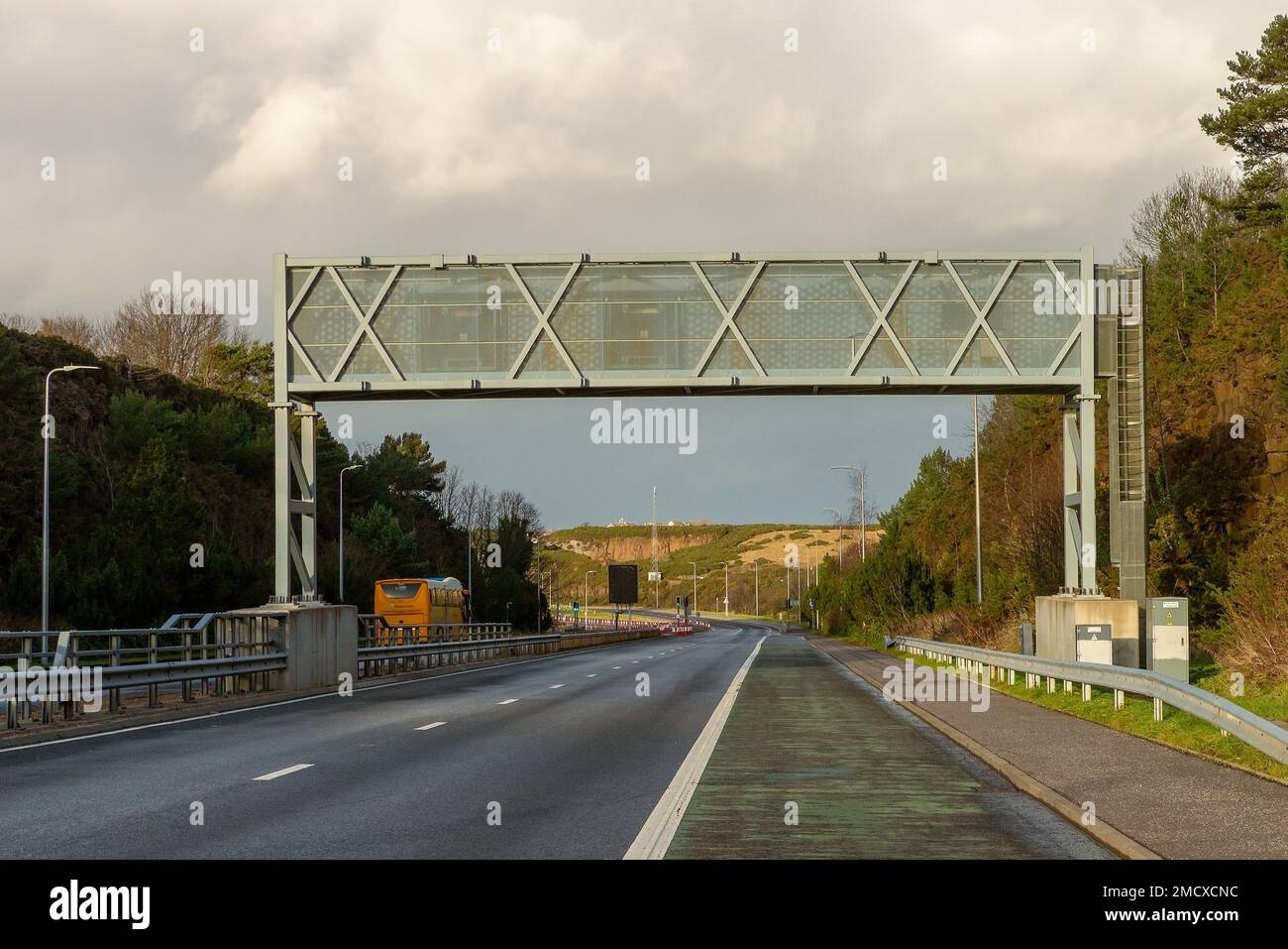 Coach travelling to the North of Scotland on the M90 Motorway, Scotland ...