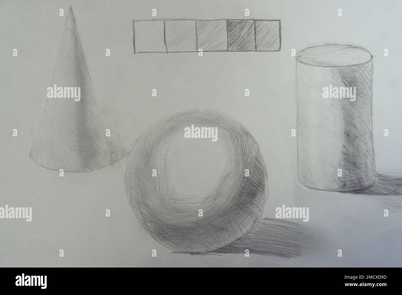 Neat drawing picture sketch of three-dimensional geometric figures ...