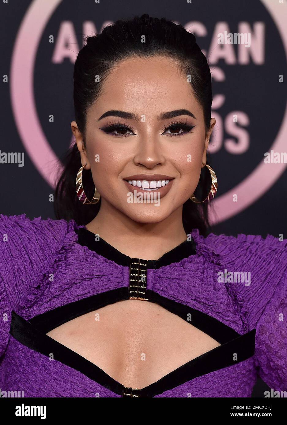 Becky G arrives at the American Music Awards on Sunday, Nov. 21, 2021 ...