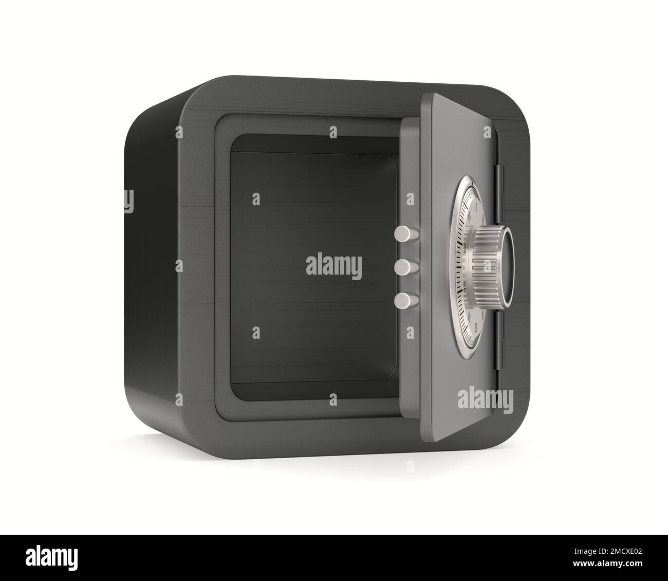 open safe on white background. Isolated 3d illustration Stock Photo - Alamy