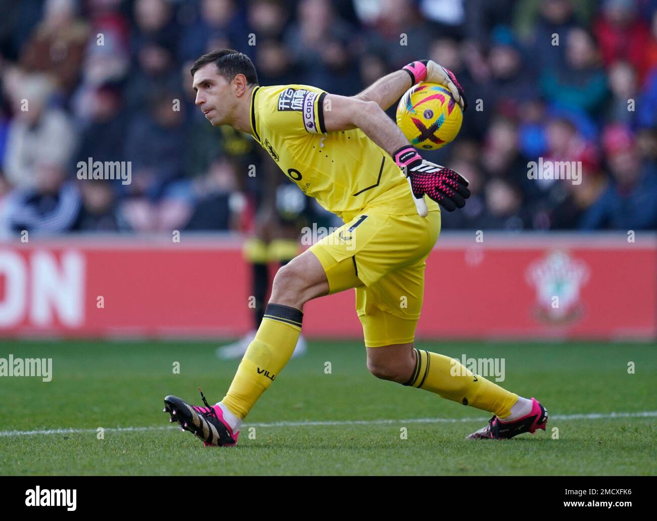 Aston Villa goalkeeper Emiliano Martinez during the Premier League ...