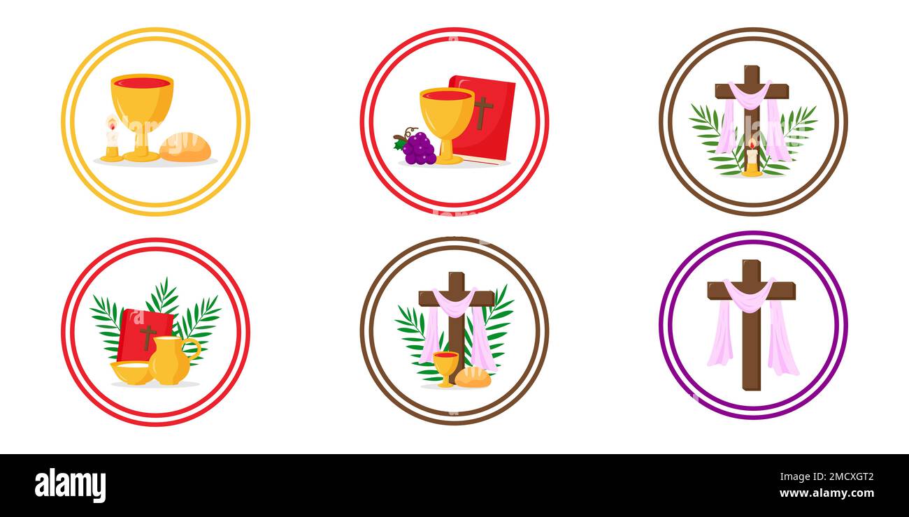 Set of Holy week round icons vector illustration graphic design ...