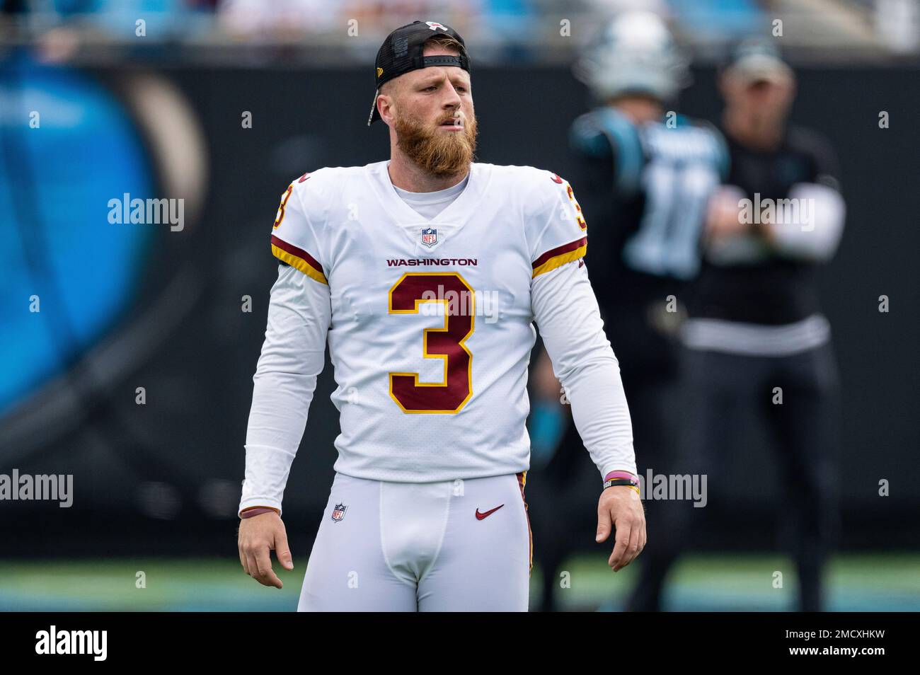 Washington Football Team kicker Joey Slye (3) warms up before an NFL ...
