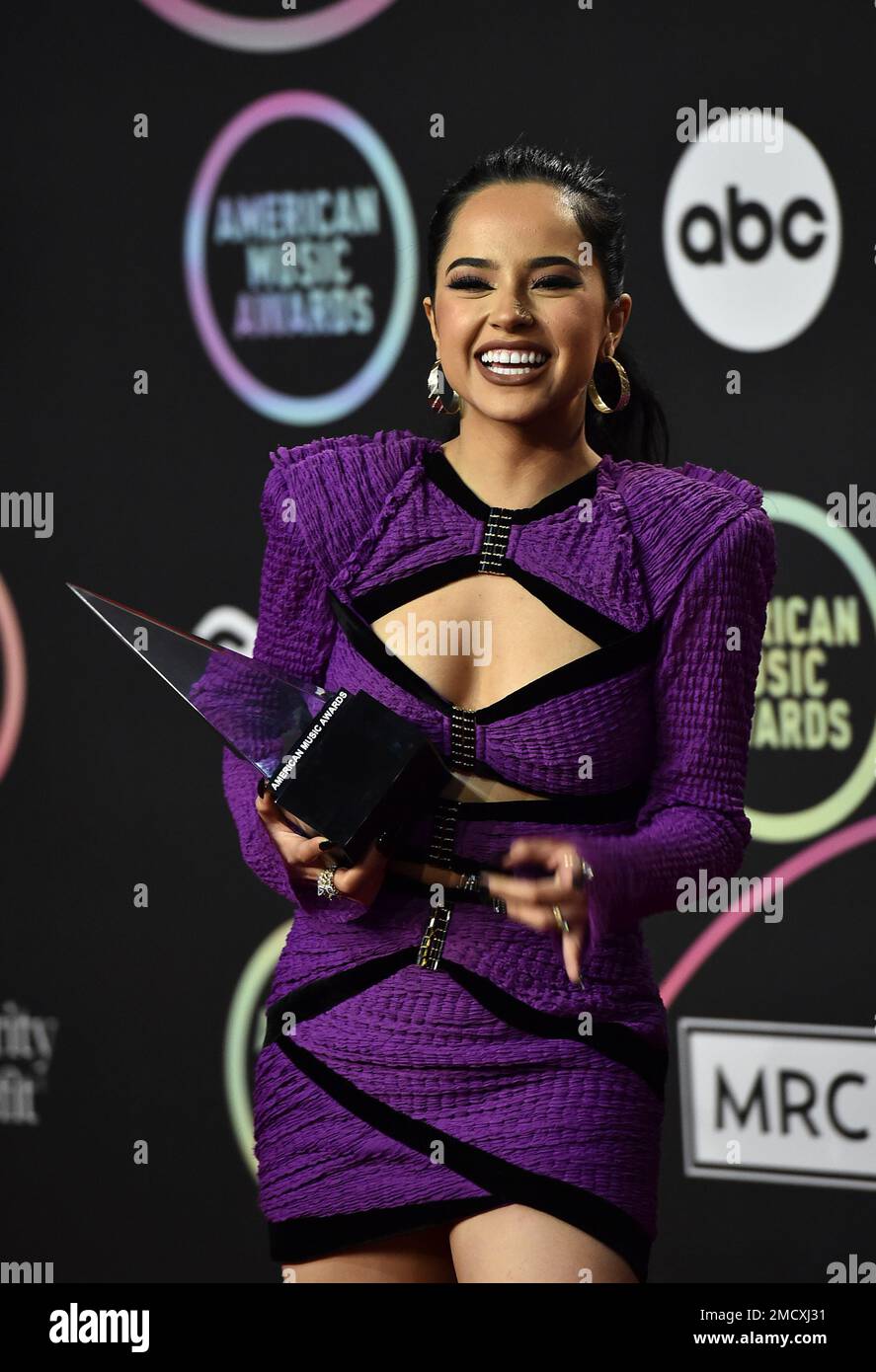 Becky G poses in the press room with the award for favorite female ...