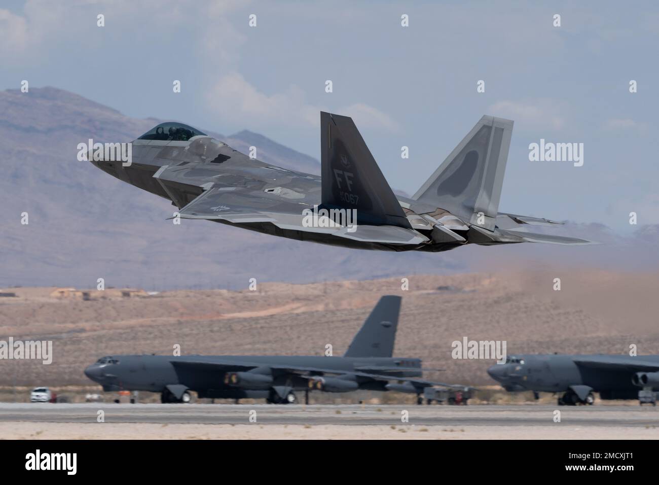 An F-22 Raptor assigned to the 27th Fighter Squadron, Langley Air Force ...