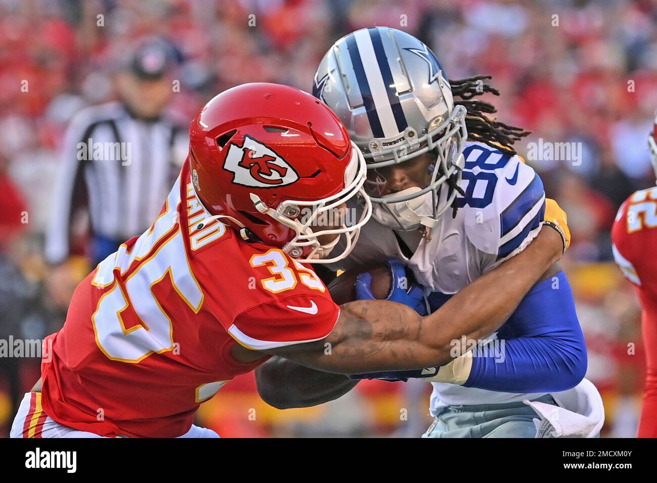 Kansas City Chiefs cornerback Charvarius Ward (35) tackles Dallas ...
