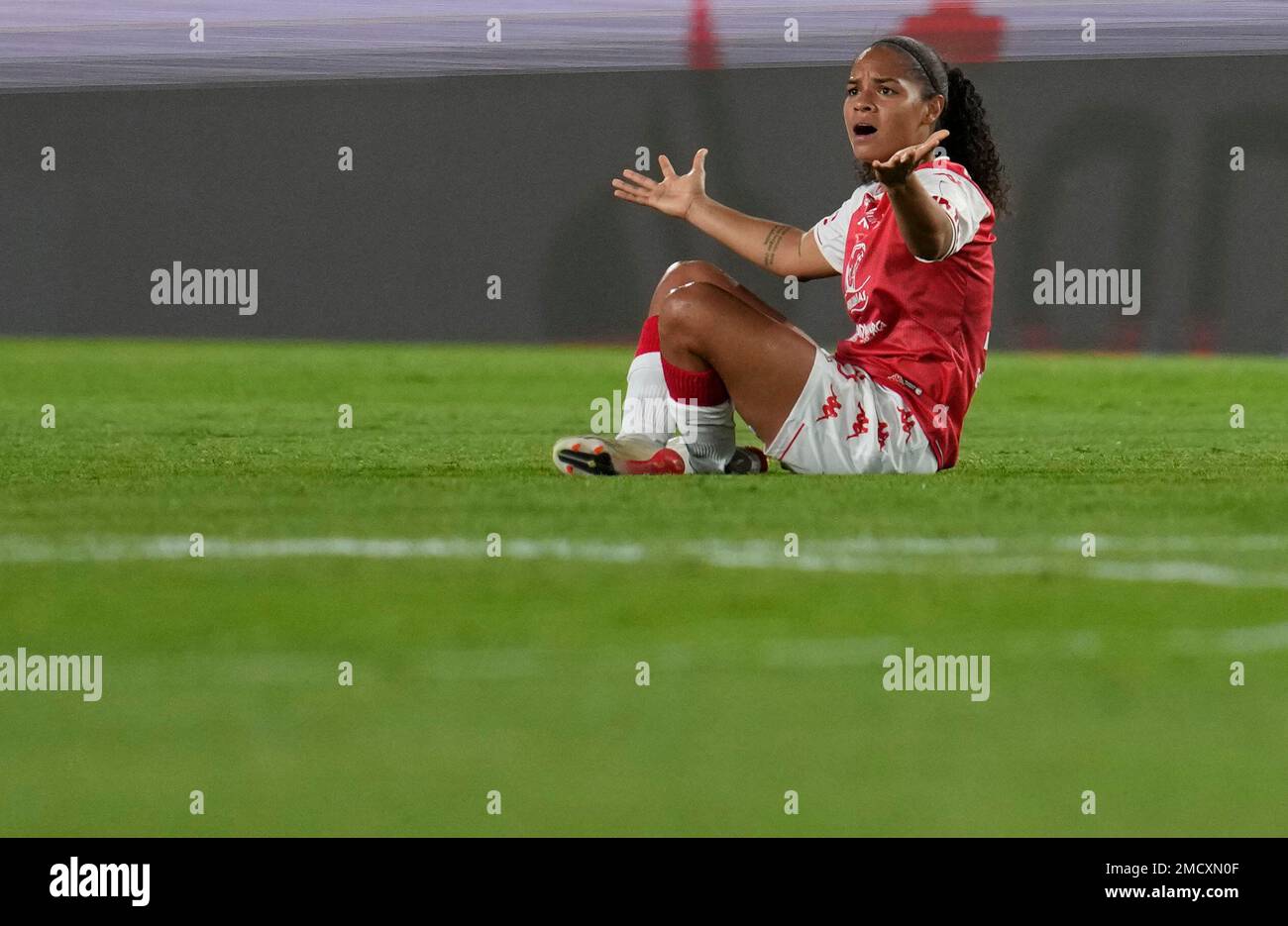 Gisela Robledo of Colombia's Independiente Santa Fe reacts during a ...