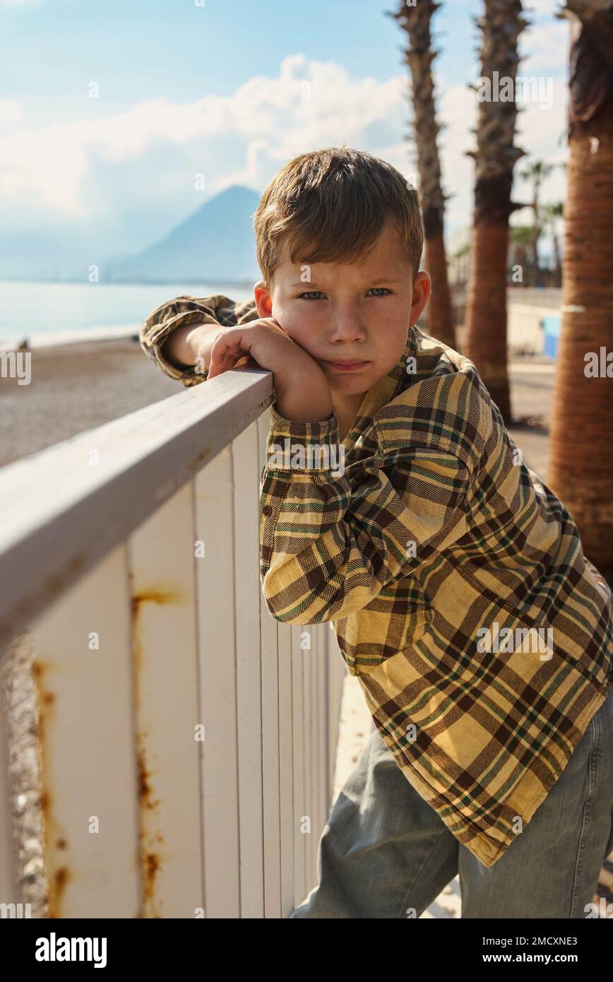 Portrait of a sad boy on a sunny day Stock Photo - Alamy
