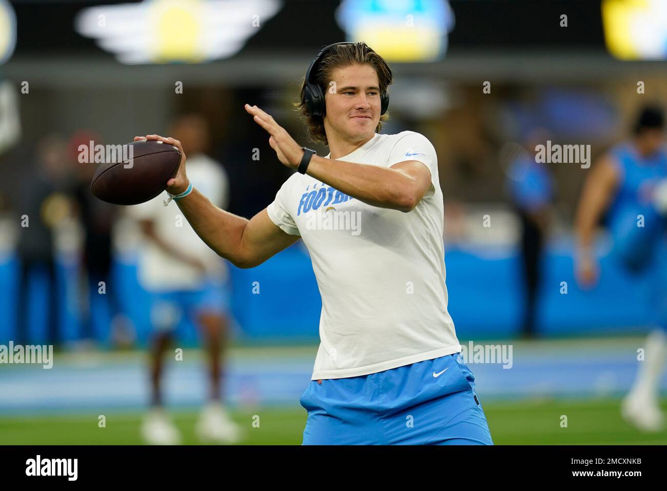 Los Angeles Chargers quarterback Justin Herbert before an NFL football ...