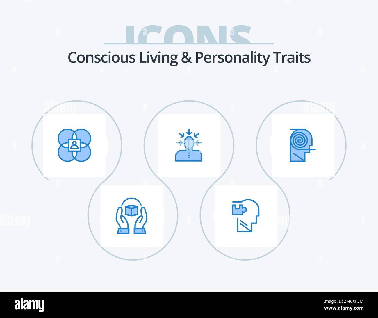 Concious Living And Personality Traits Blue Icon Pack 5 Icon Design ...