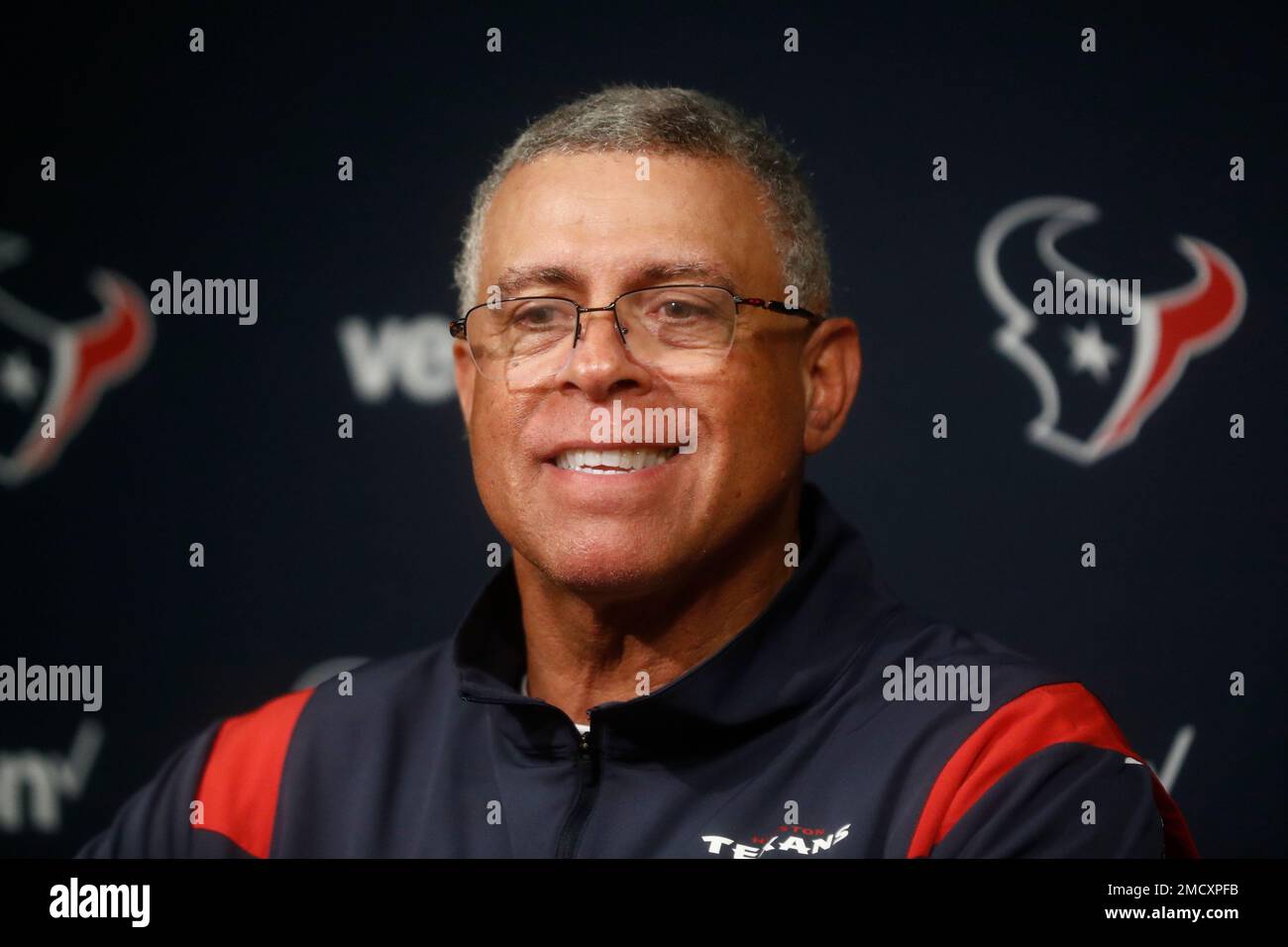 Houston Texans head coach David Culley answers questions after an NFL ...