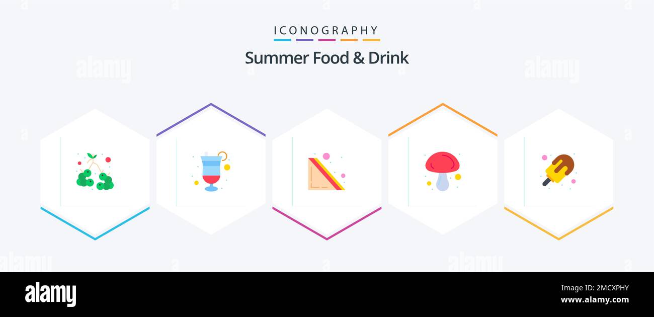 Summer Food and Drink 25 Flat icon pack including summer. vegetable ...
