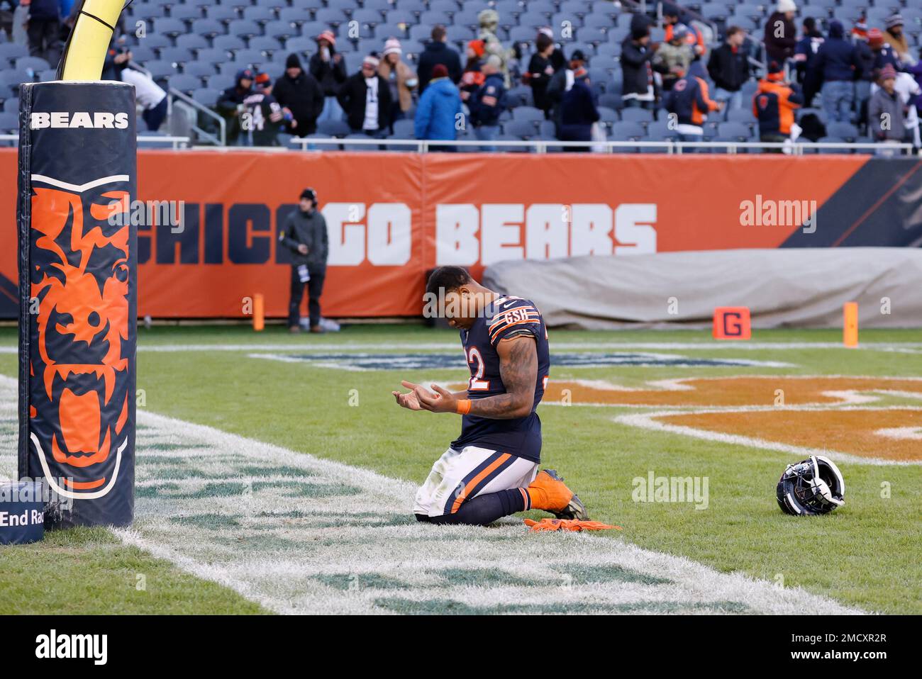 Chicago Bears running back David Montgomery (32) reacts in the endzone ...