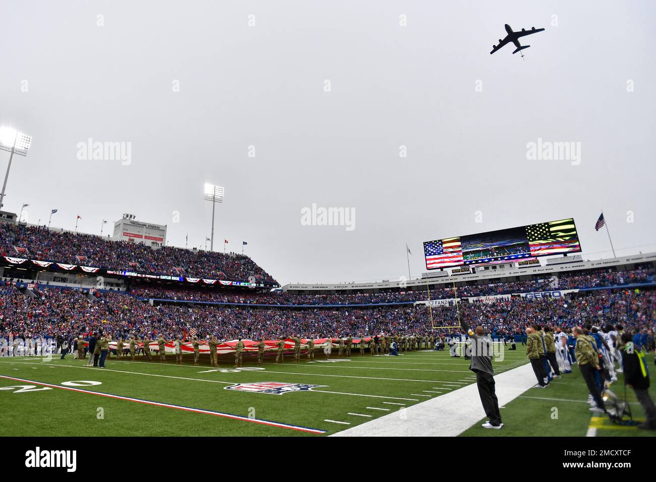 This is the flyover before an NFL football game at Highmark Stadium ...