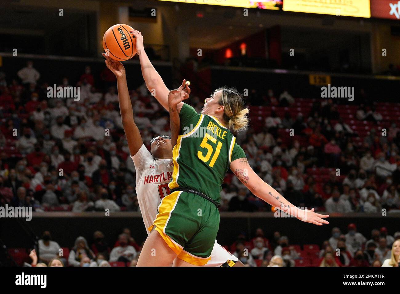 Baylor forward Caitlin Bickle (51) blocks a shot by Maryland guard ...