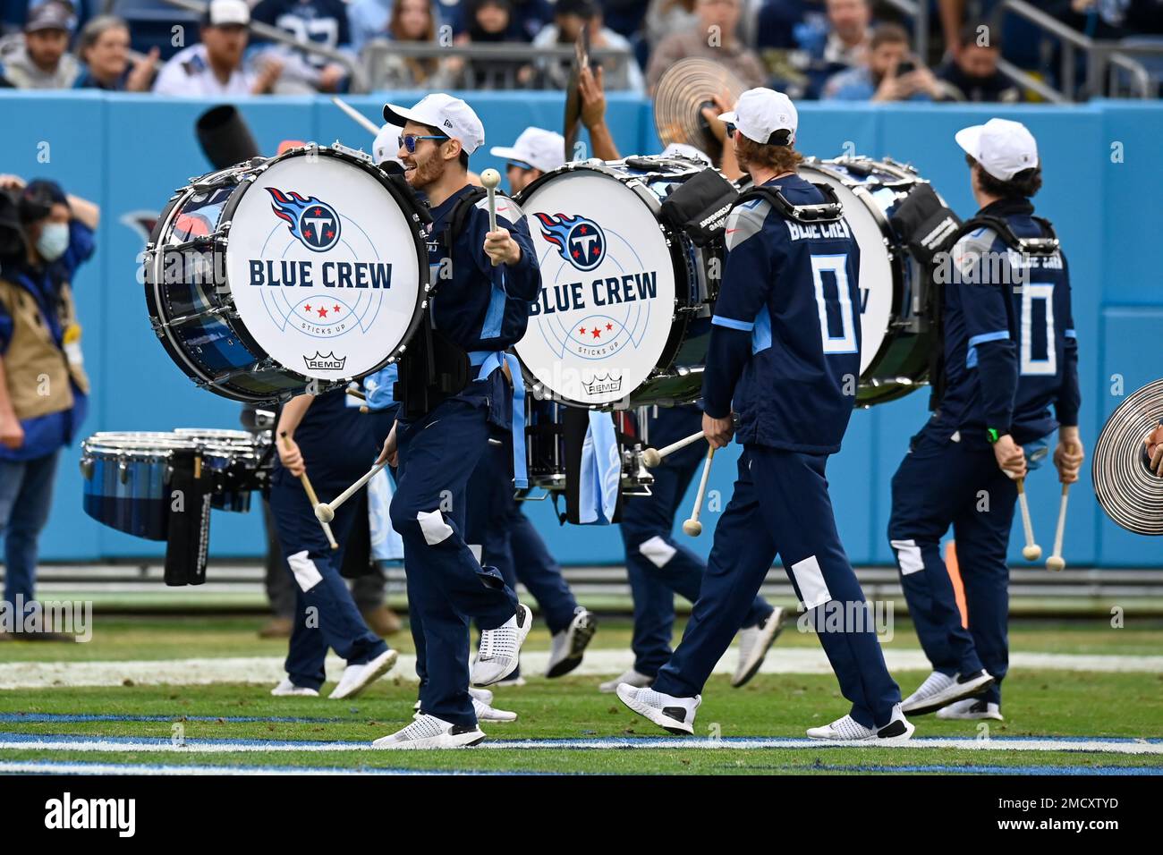 The Tennessee Titans drum line performs in the first half of an NFL ...