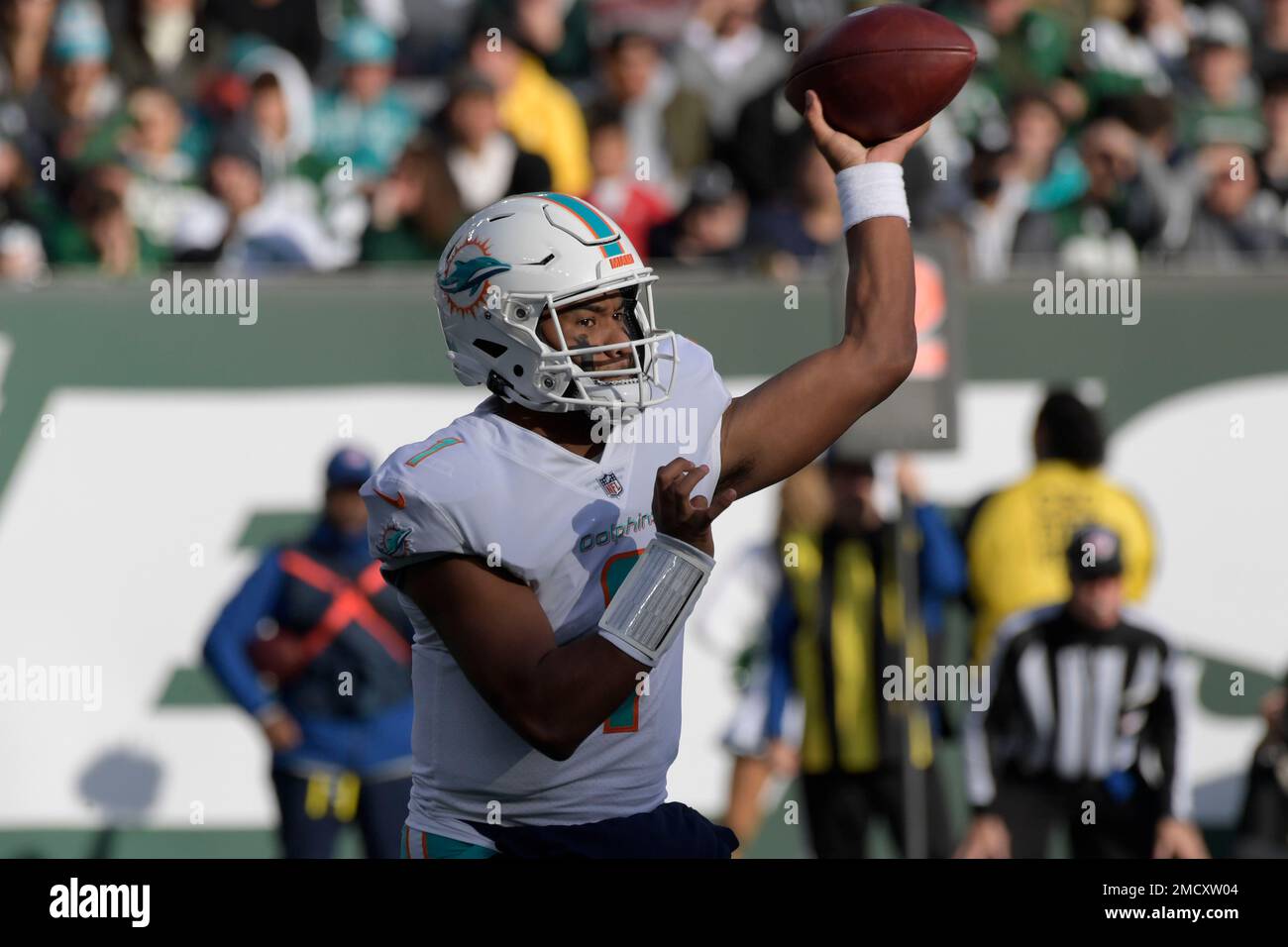 Miami Dolphins quarterback Tua Tagovailoa throws during the first half ...