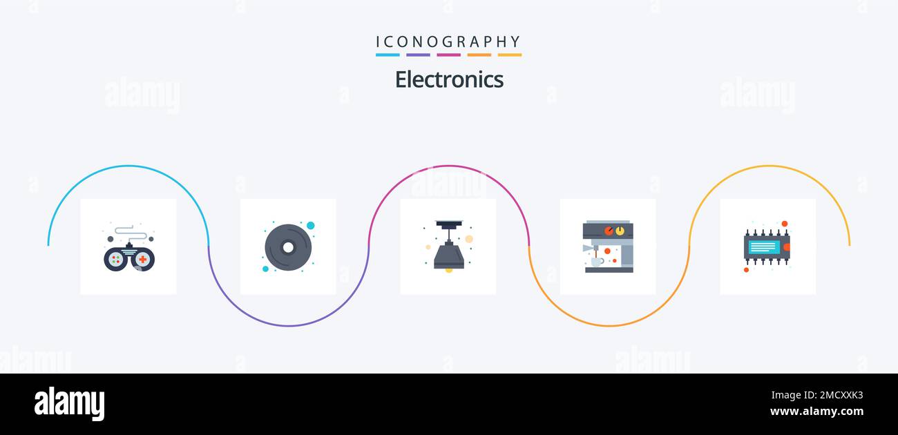 Electronics Flat 5 Icon Pack Including Ic Light Bulb Electronic