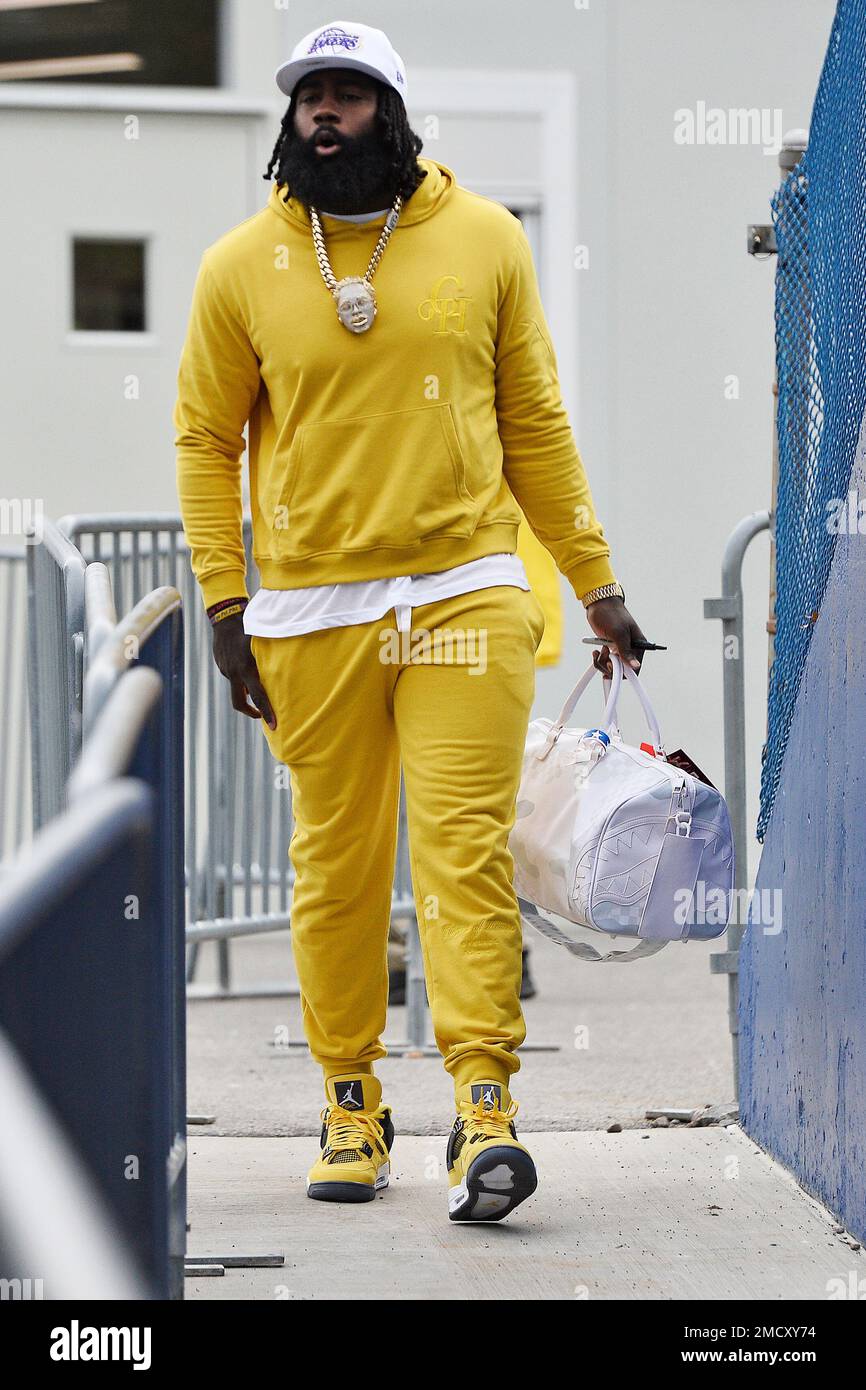 Buffalo Bills defensive end Mario Addison arrives for an NFL football ...