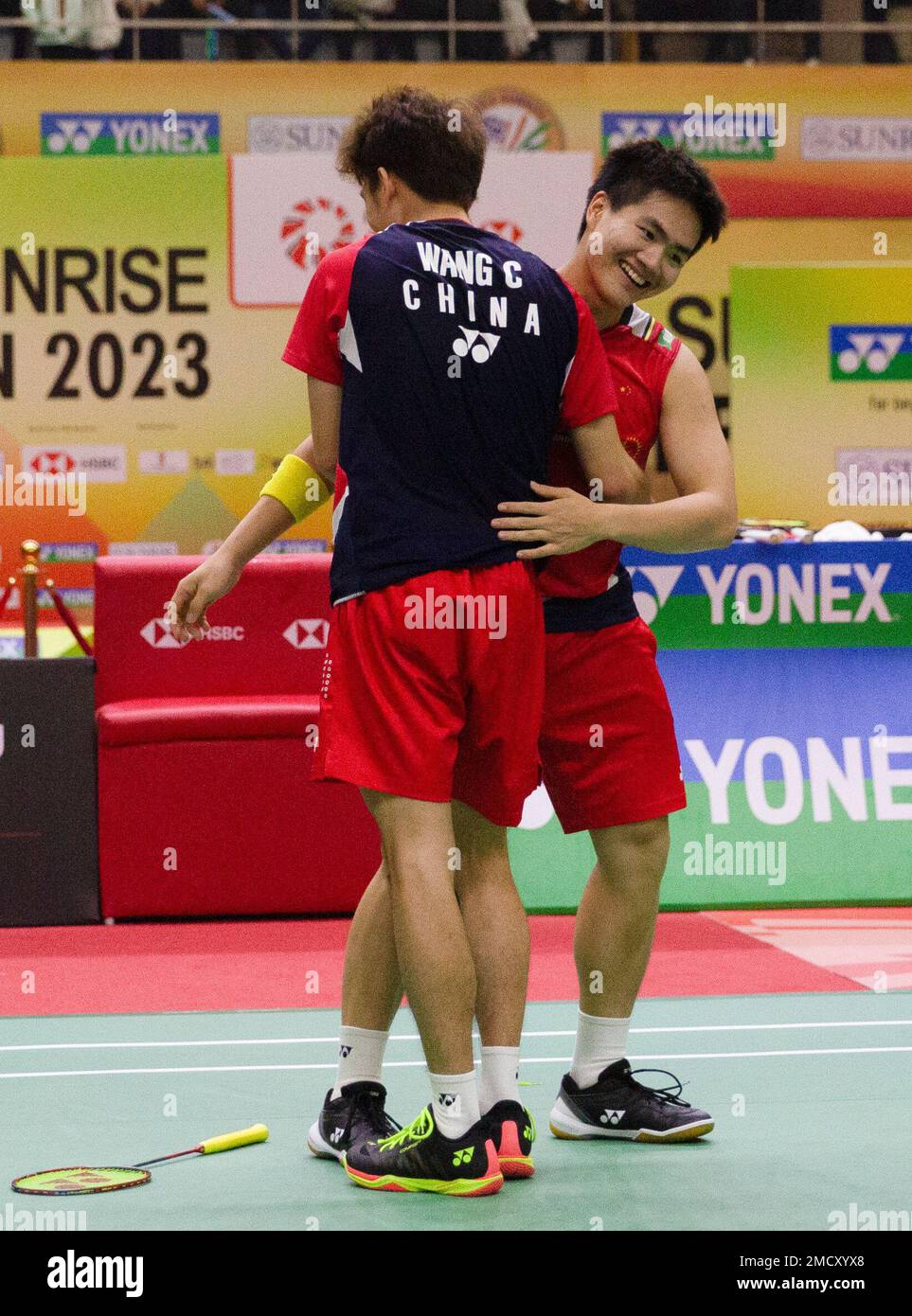 New Delhi, India. 22nd Jan, 2023. China's Liang Weikeng/Wang Chang (L ...