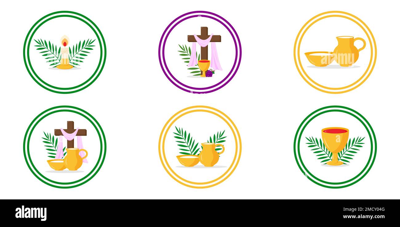 Set of Holy week round icons vector illustration graphic design ...