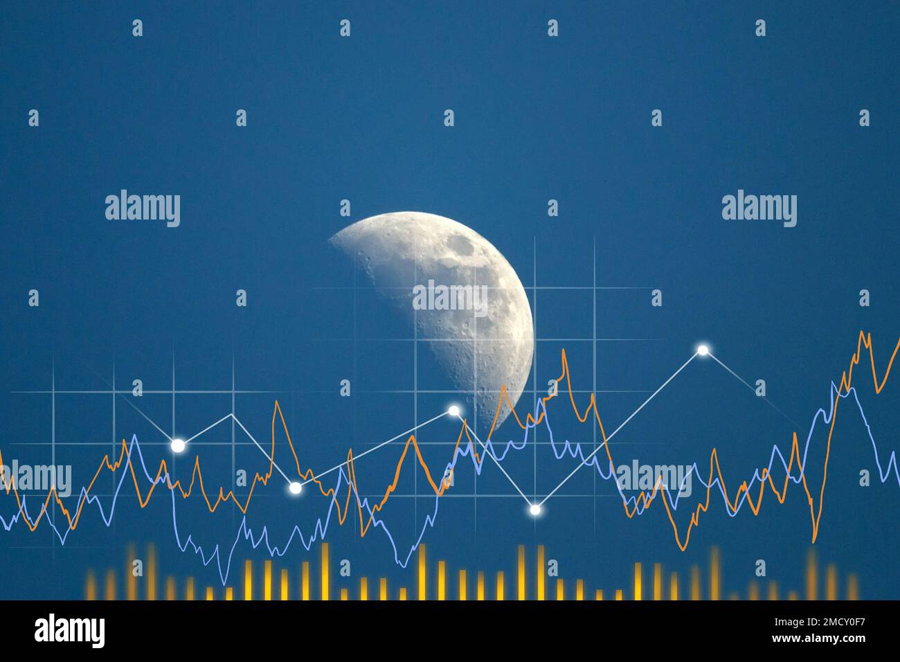 Full moon and blue sky for presentation and report background. Moon ...