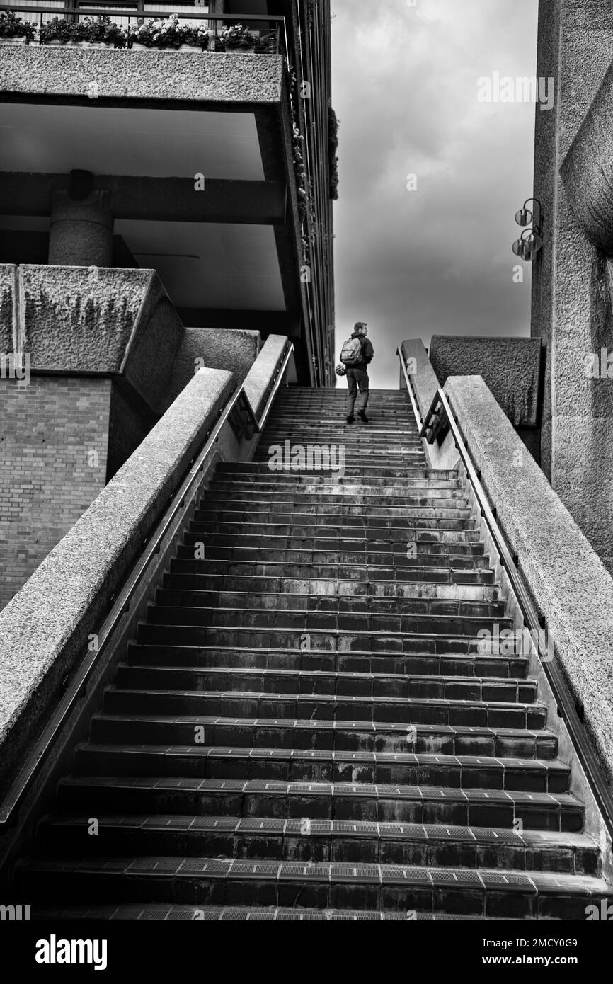 Barbican Estate buildings in black and white, dramatic Stock Photo - Alamy