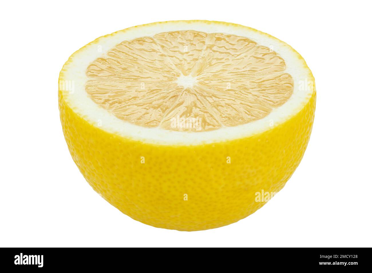 One half of lemon citrus fruit isolated on white background. File ...