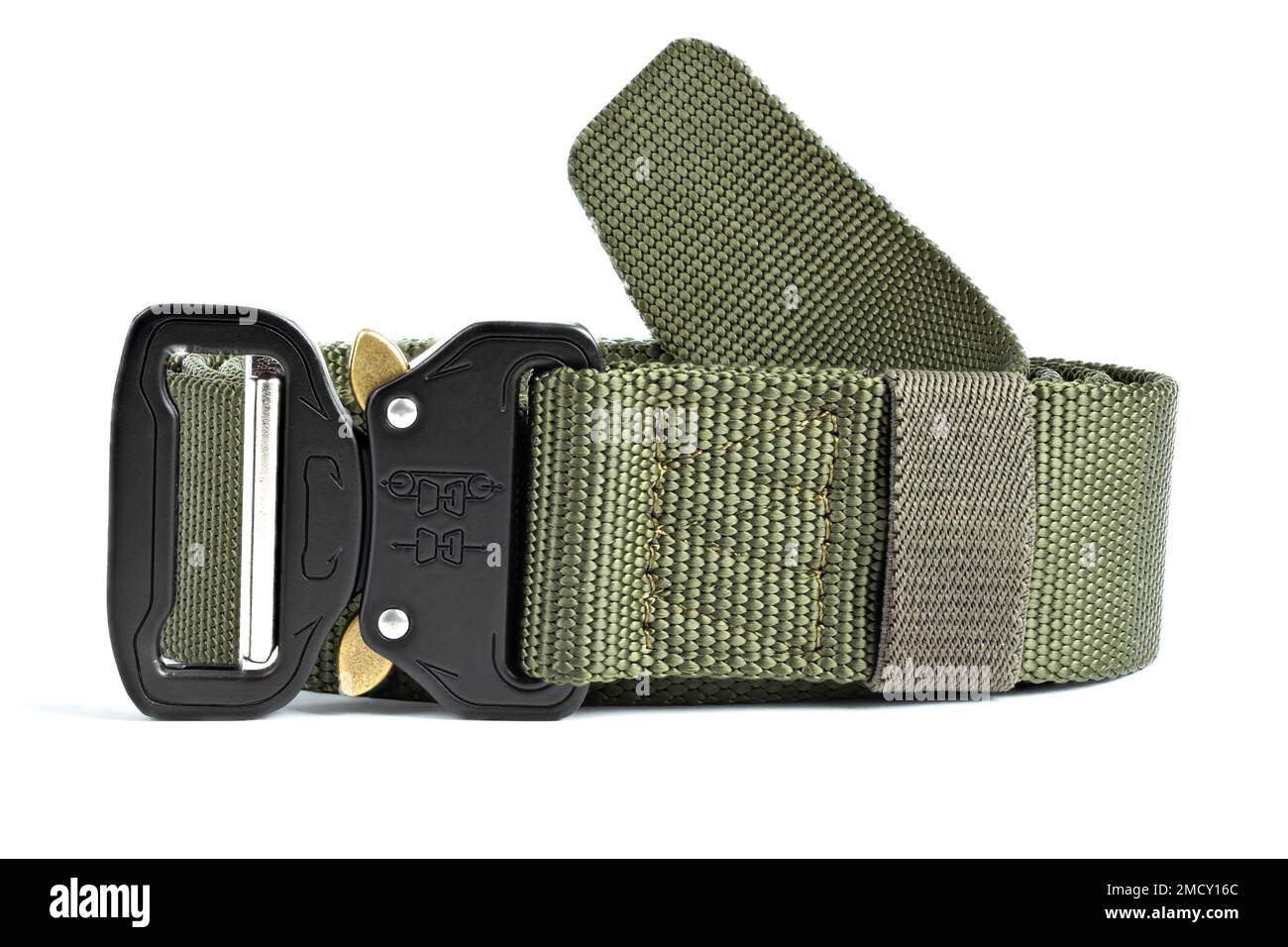 Green mens nylon fastening belt isolated on white background. Men's ...