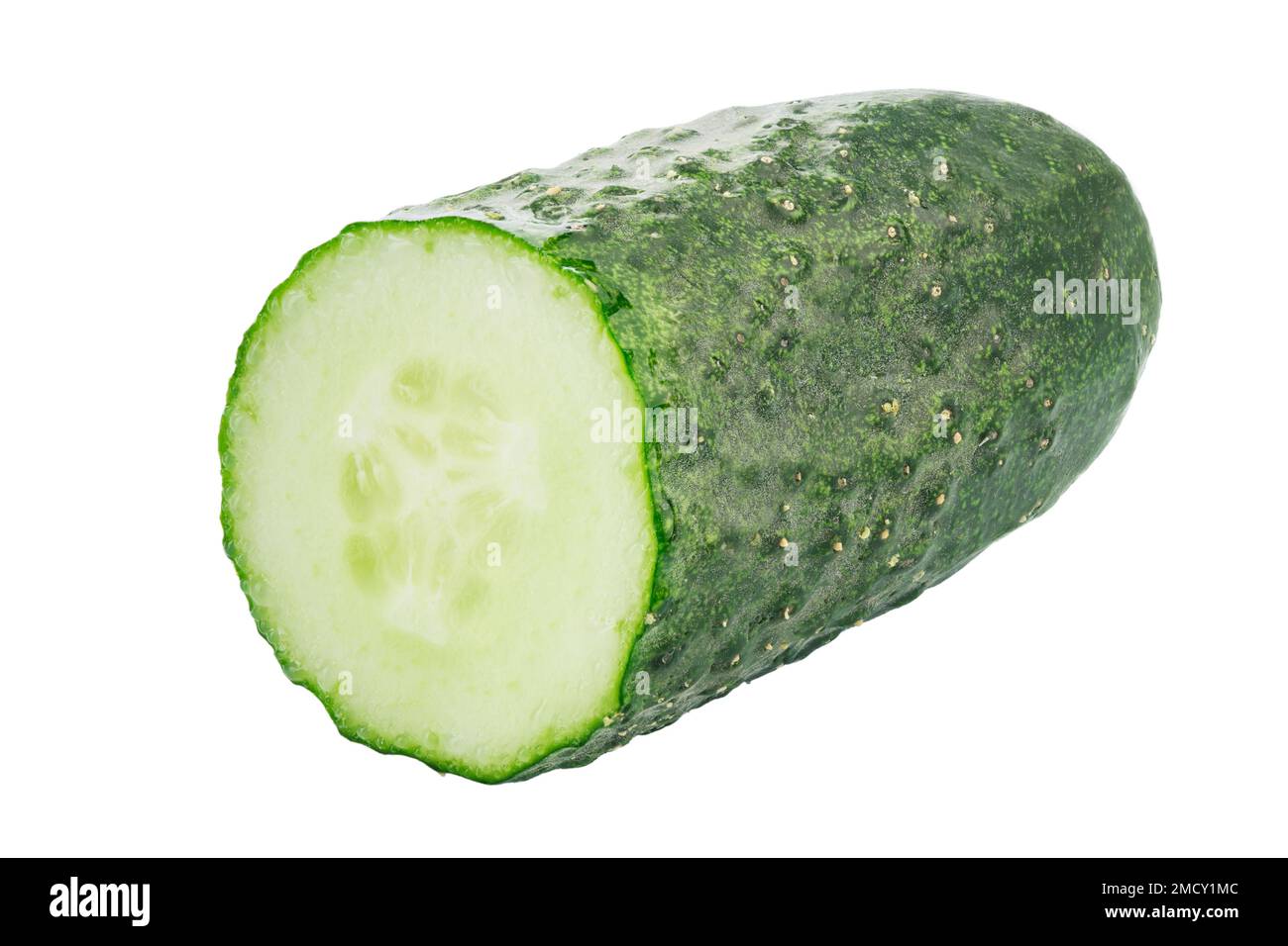 Half a cucumber. Fresh organic cucumber isolated on white background. File contains clipping ...