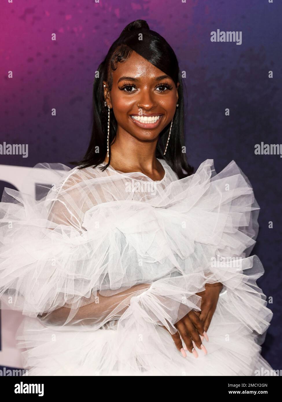 Rachel Motley attends 2021 Soul Train Awards red carpet at Adam Clayton ...