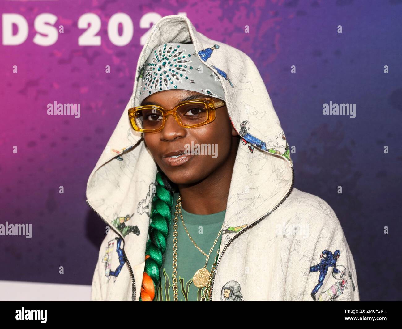 Recording artist Marzz attends 2021 Soul Train Awards red carpet at ...