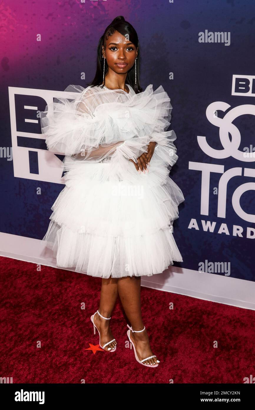 Rachel Motley attends 2021 Soul Train Awards red carpet at Adam Clayton ...