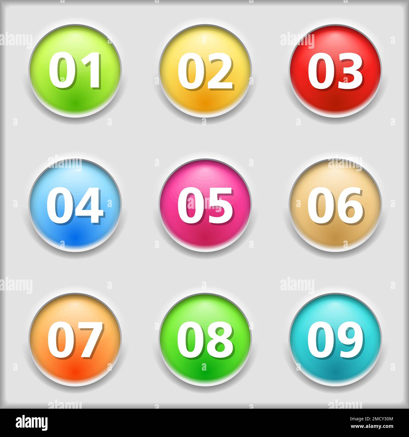 Set of round buttons with numbers, vector eps10 illustration Stock ...